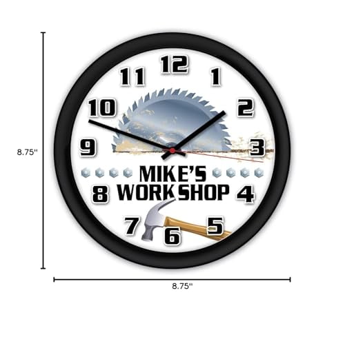 Personalized Workshop Wall Clock - Garage, Shop, Decor Gift, Tools, Saw ...