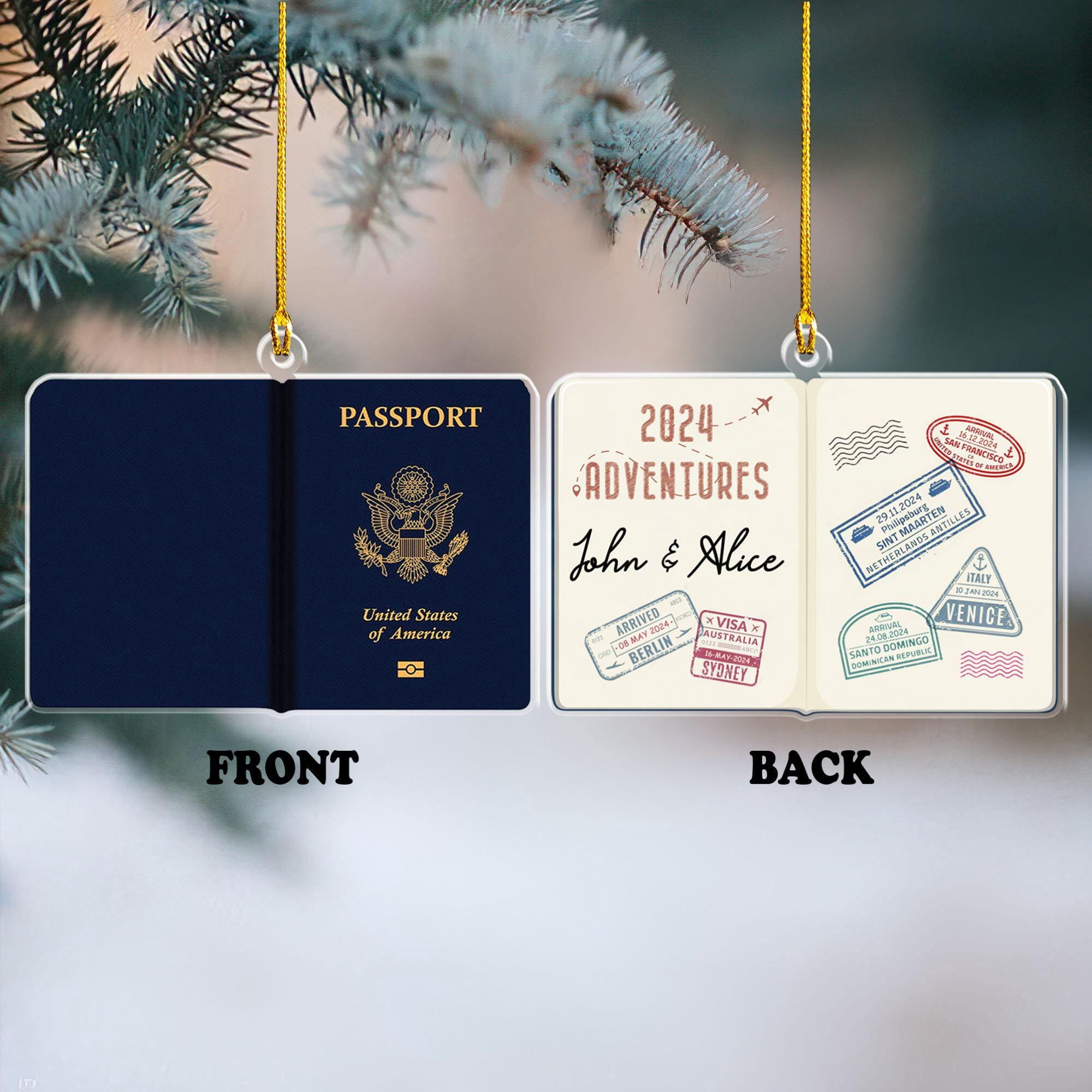 Personalized World Traveler Christmas Ornament 2024 Travel Passport ...