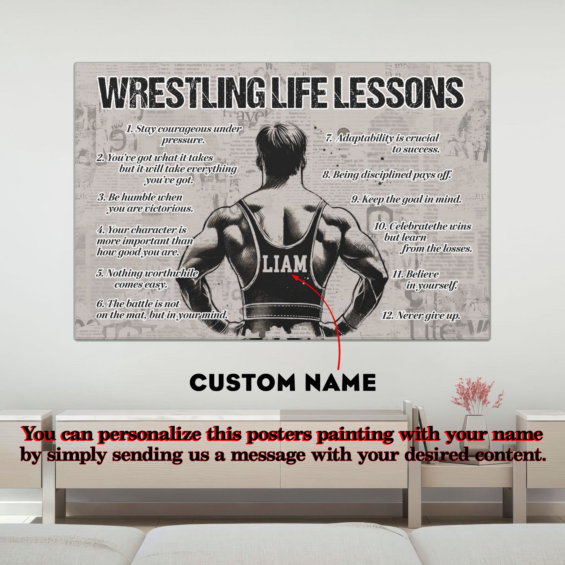 Personalized Wrestling Life Lessons Canvas Painting – Motivational ...