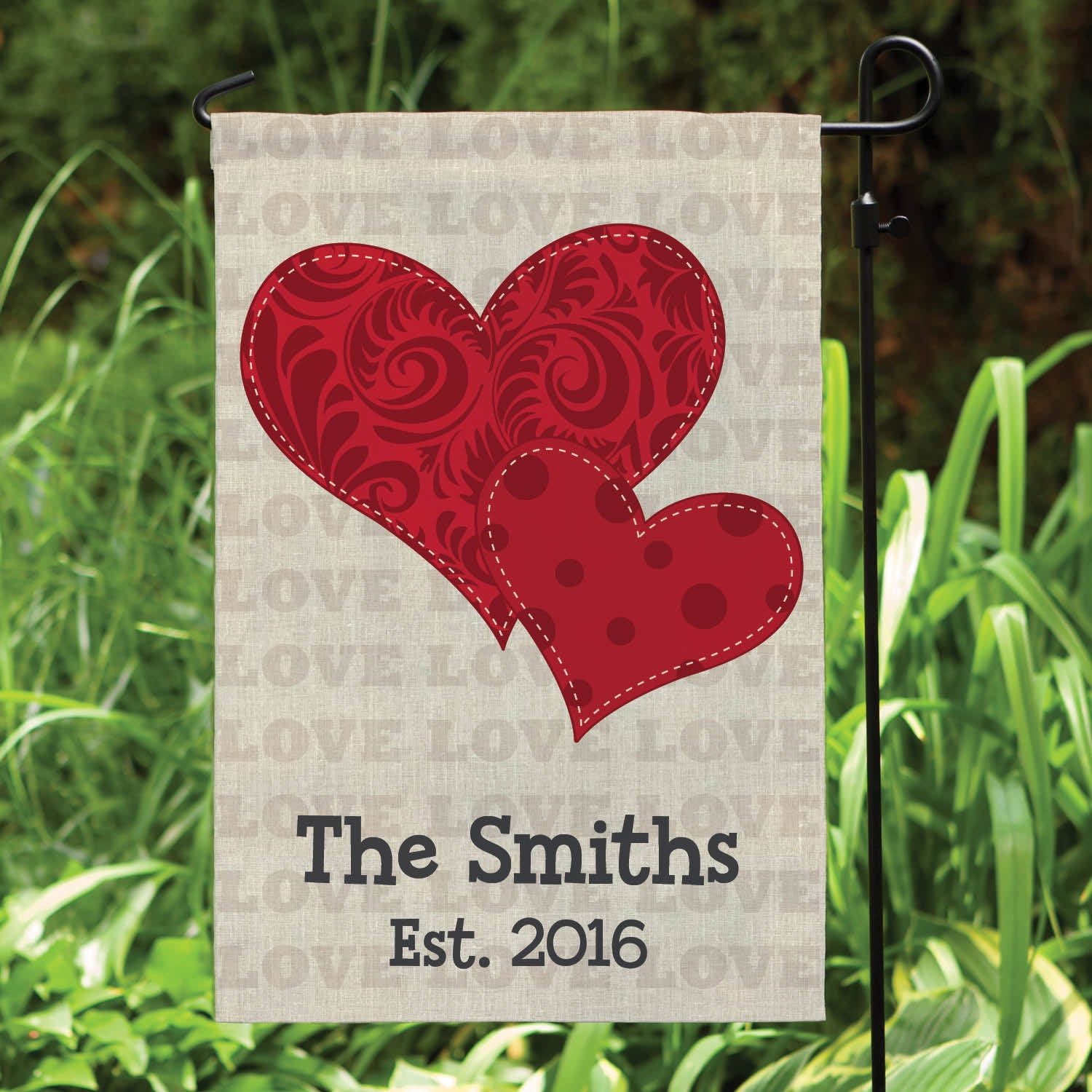 Personalized Yard Flag - Red Hearts - Walmart.com