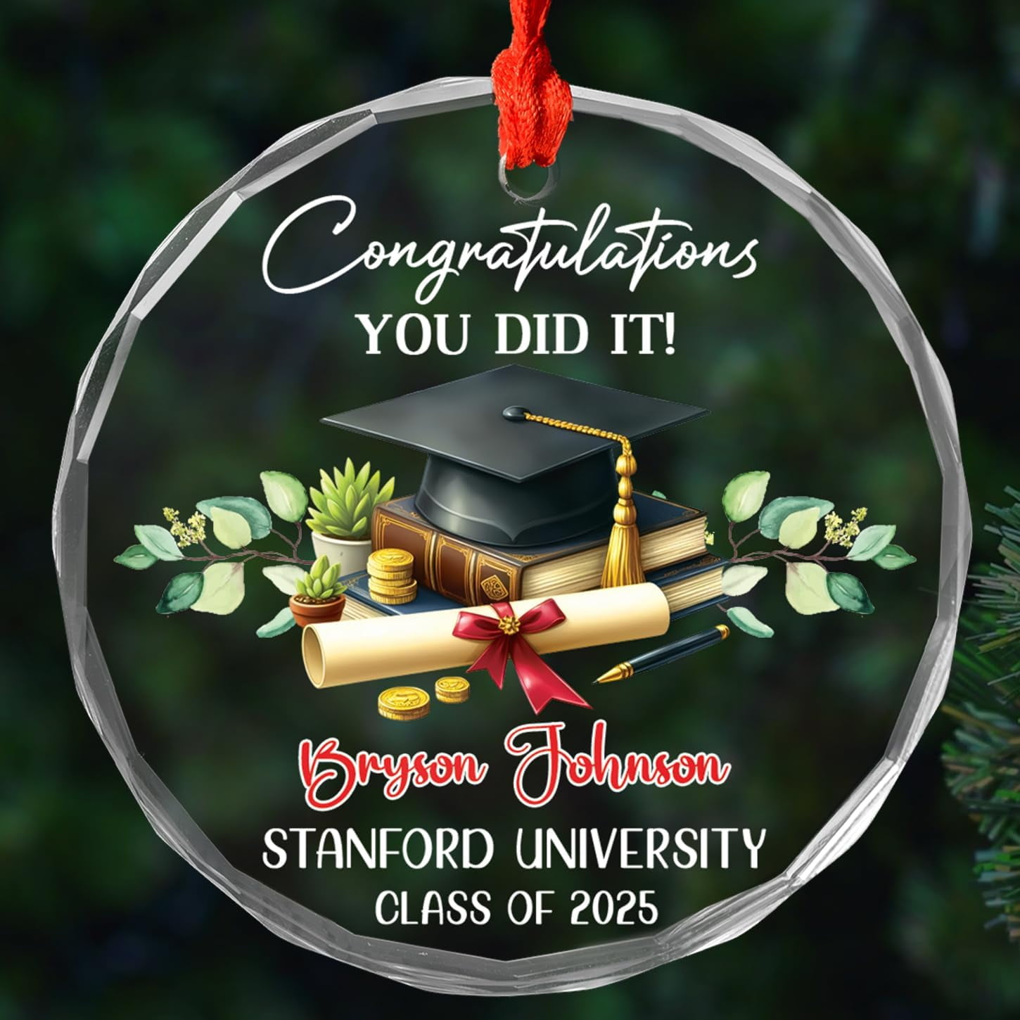 Personalized Year/Name & Class Graduation Glass Ornament Gift for ...