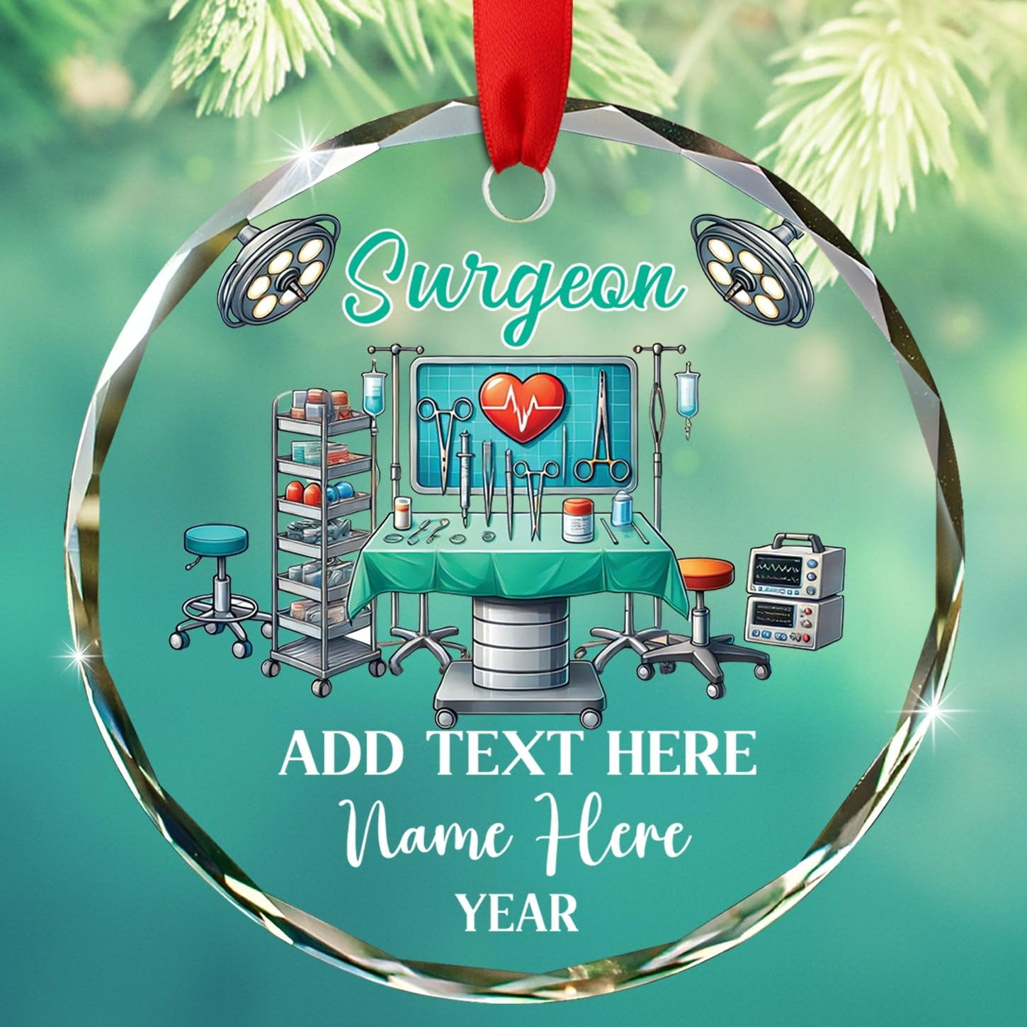 Personalized Year Text/Name Best Surgeon Ever Christmas Ornament 2025 ...