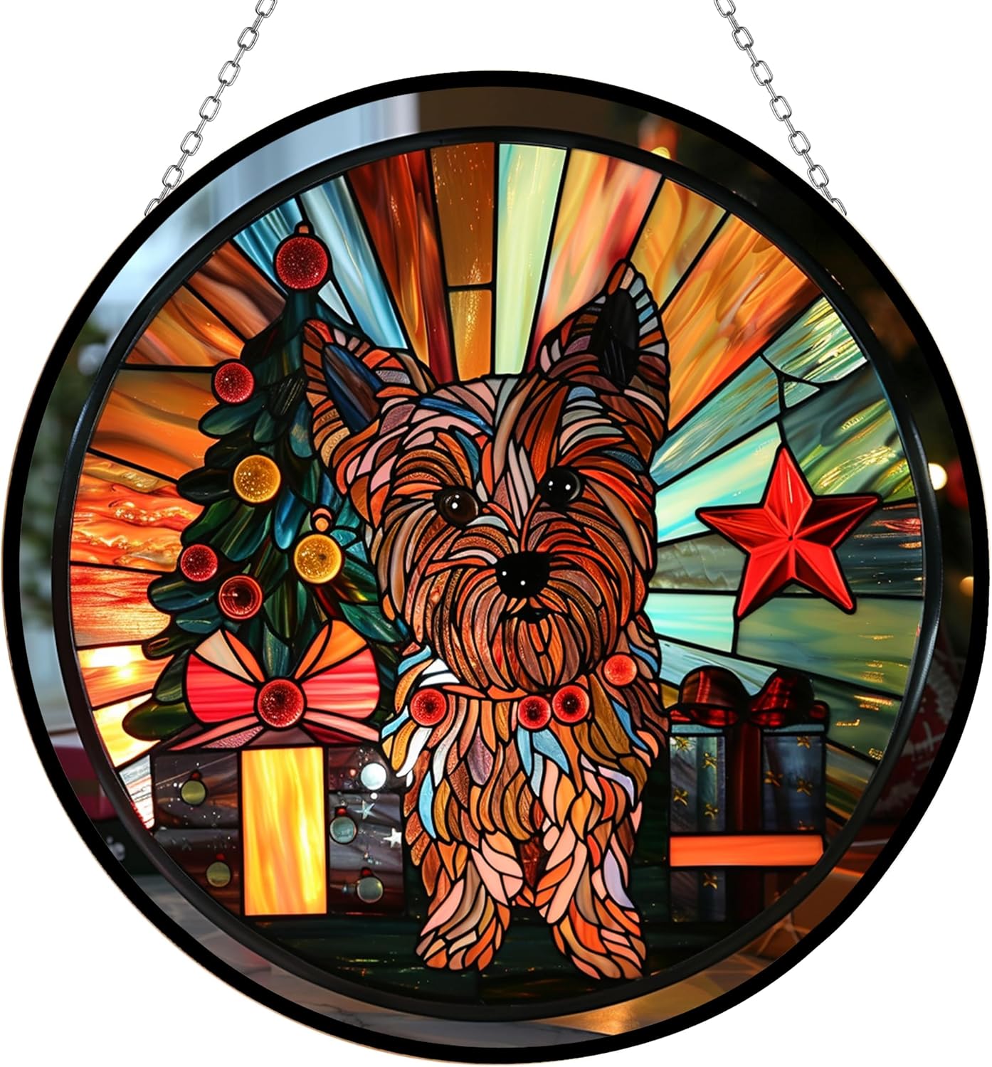 Personalized Yorkie Stained Glass Suncatcher Stained Glass Window ...