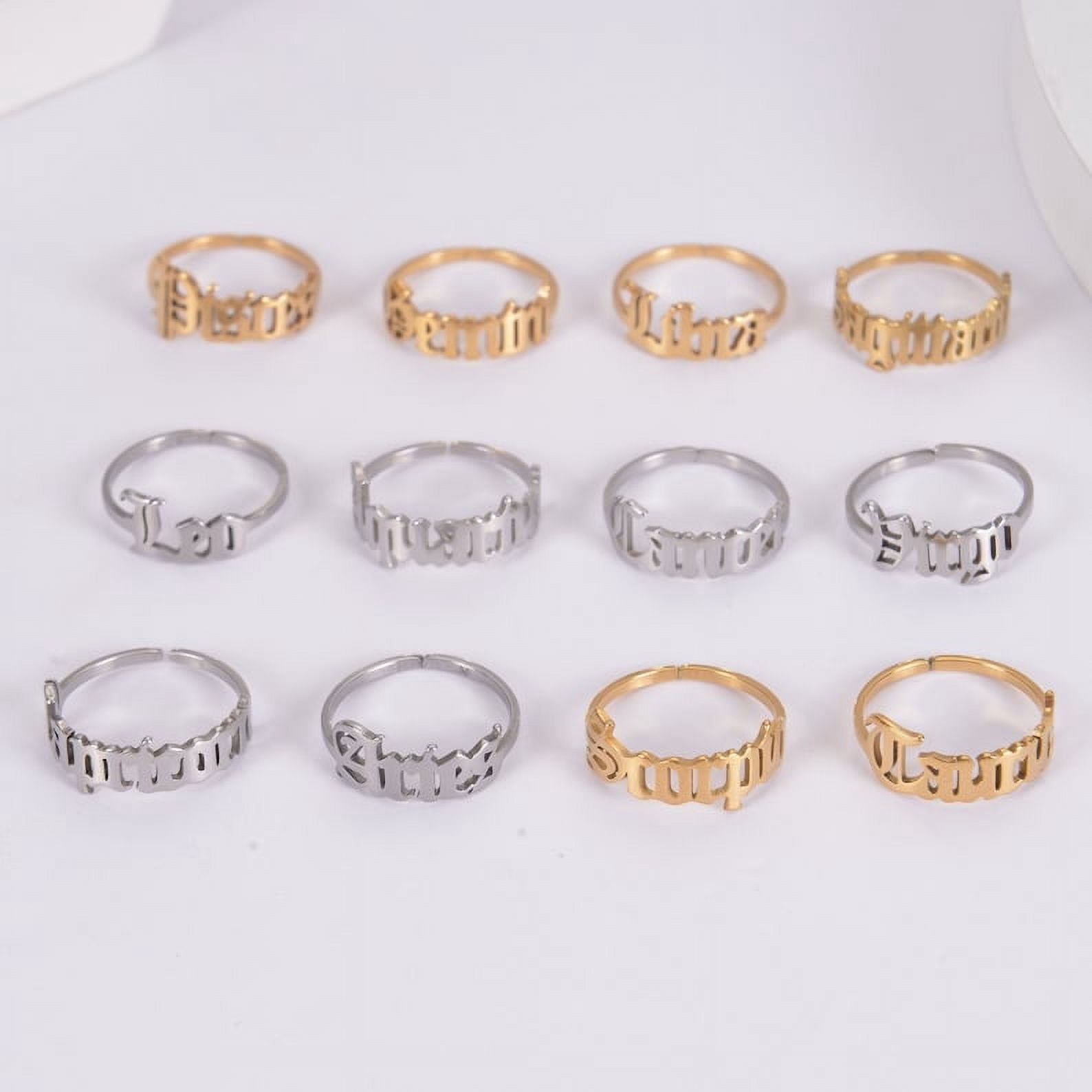 Personalized Zodiac Name Rings - Custom Star Sign Rings in Gold, Silver ...