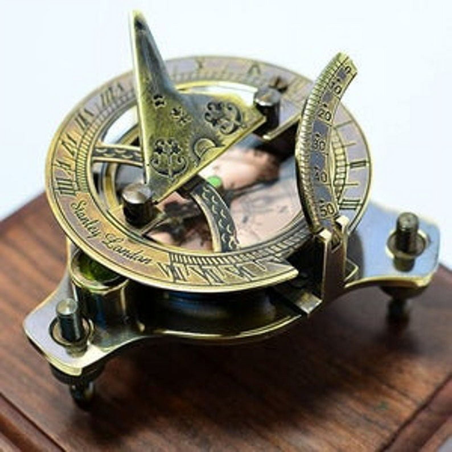 Personalized engraved compass sundial compass w/ wooden box father's ...
