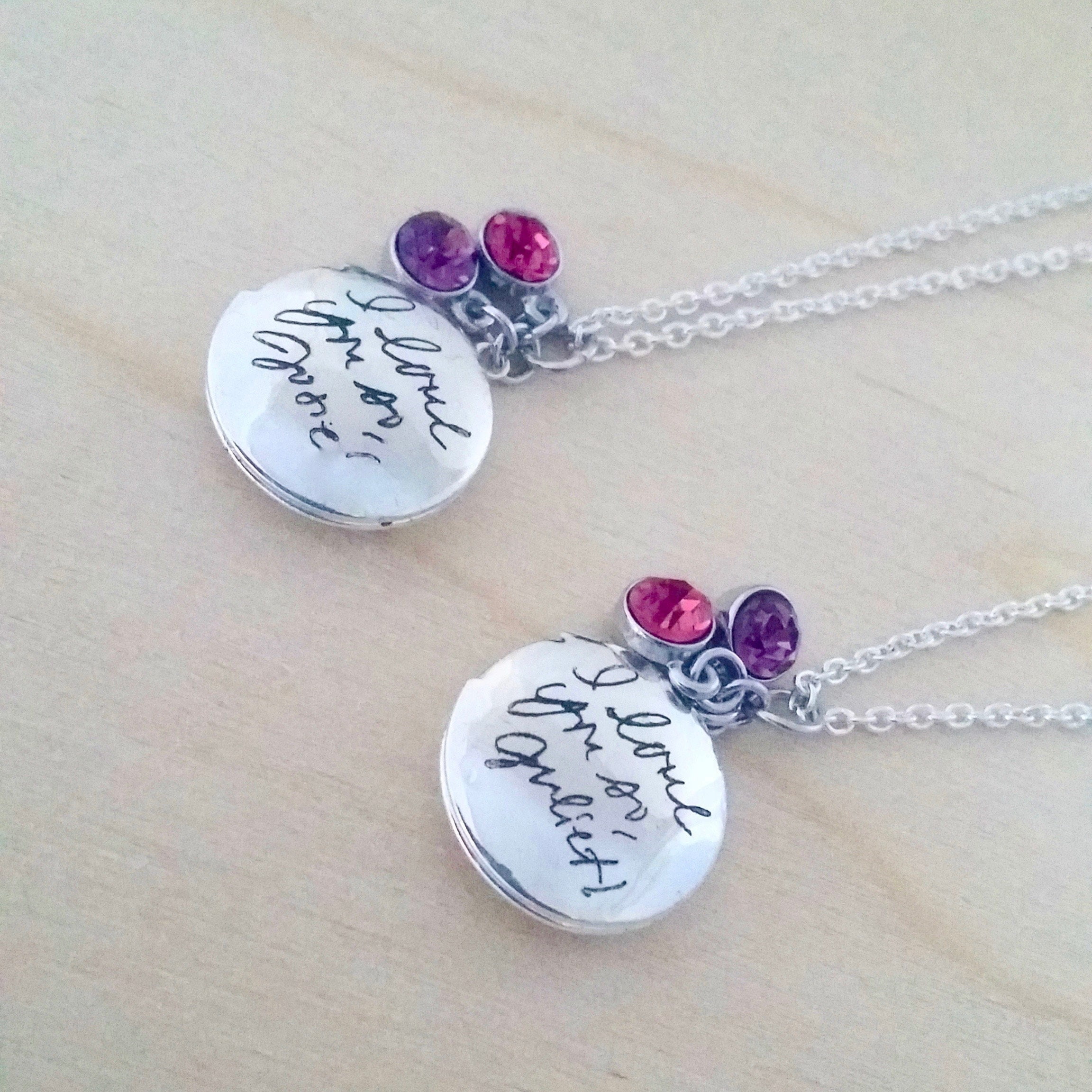 Personalized engraved handwriting locket, Custom Locket necklace in ...