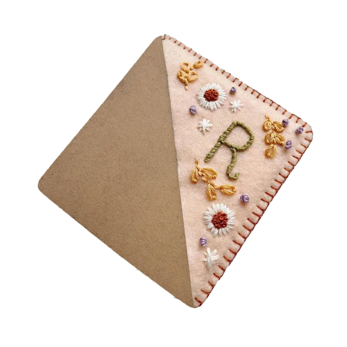 Personalized hand embroidered corner bookmarks, hand stitched felt ...