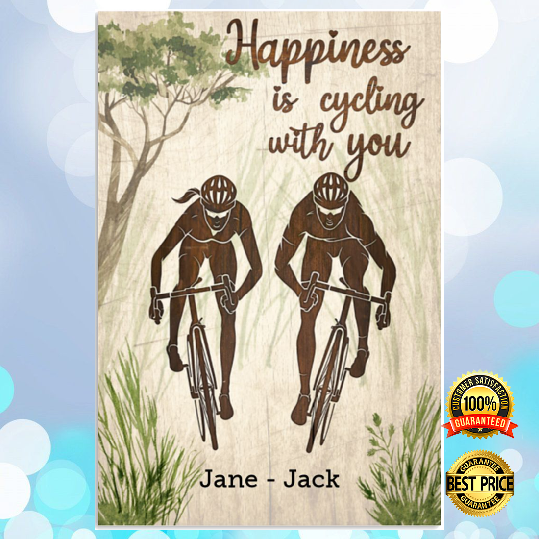 Personalized happiness is cycling with you poster 24 x 36 Inch Poster ...