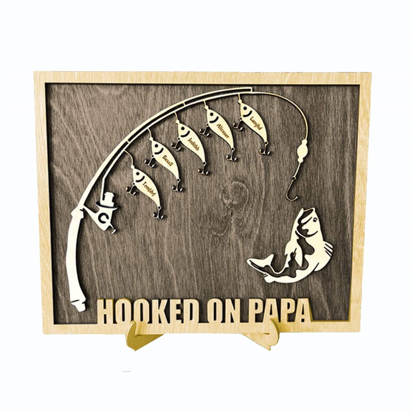 Personalized hooked on papa DAD Fishing Plaque, Personalized Fishing ...