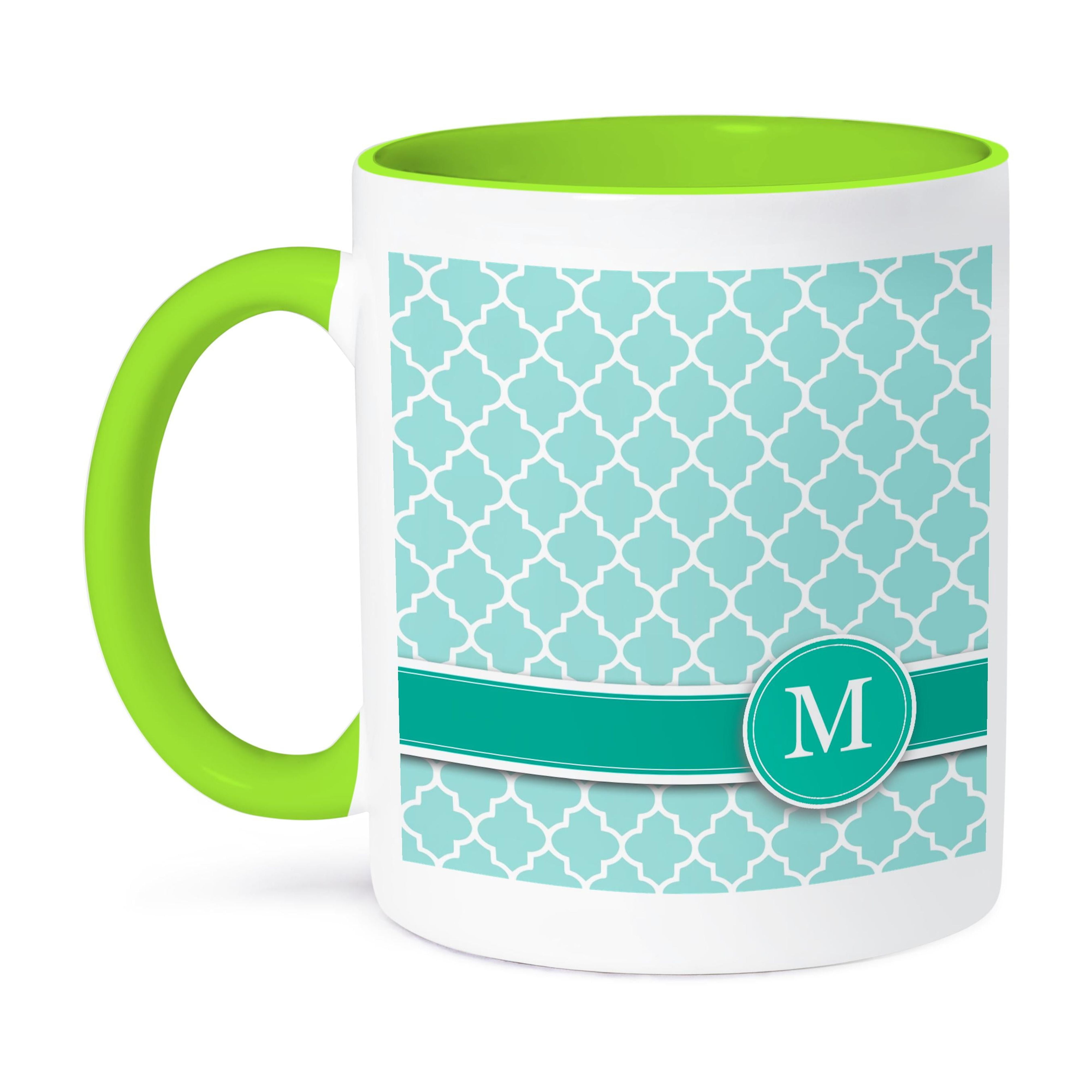 3dRose, Personalized letter M aqua blue quatrefoil pattern Teal ...