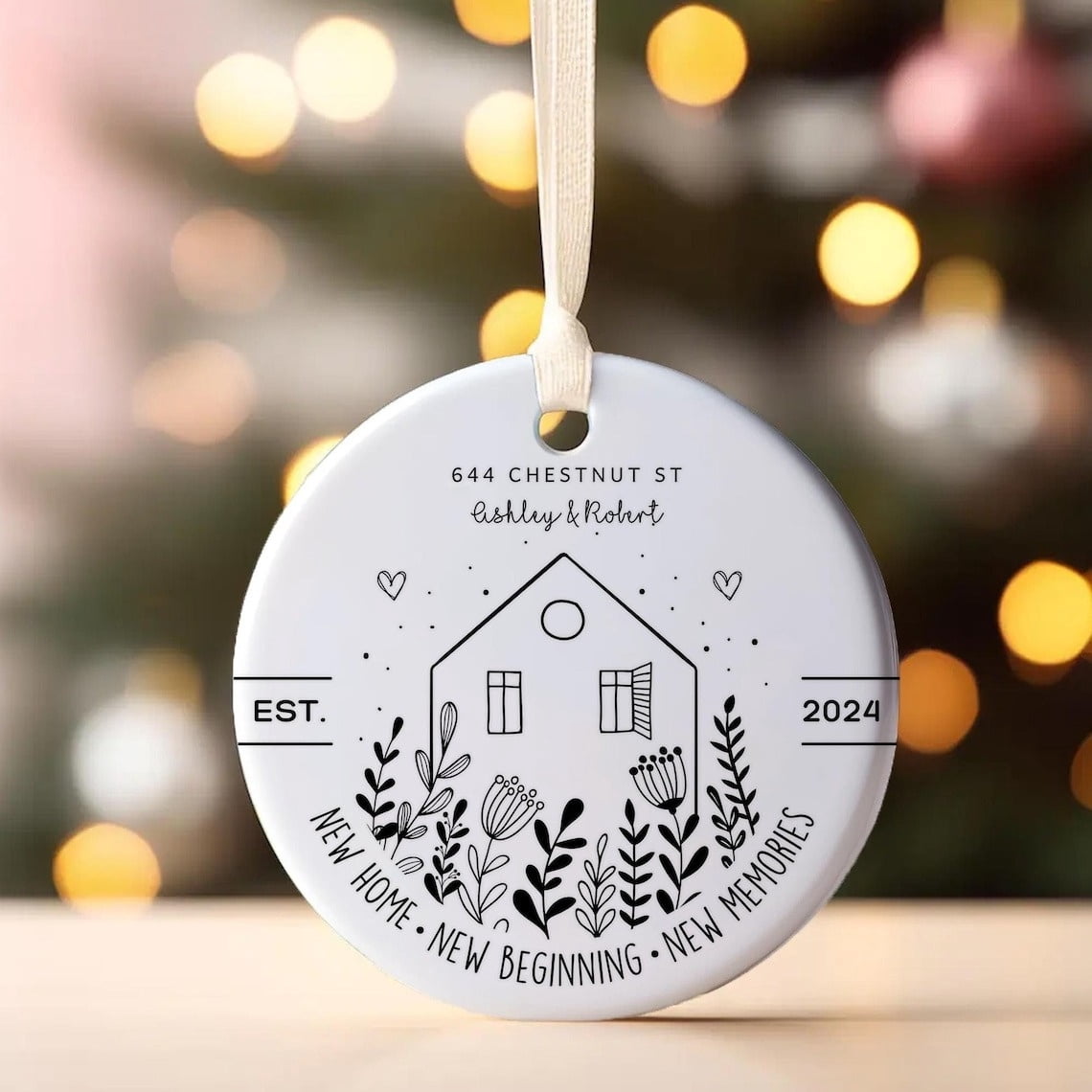 Personalized new home ornament, New House New Beginning, Housewarming ...