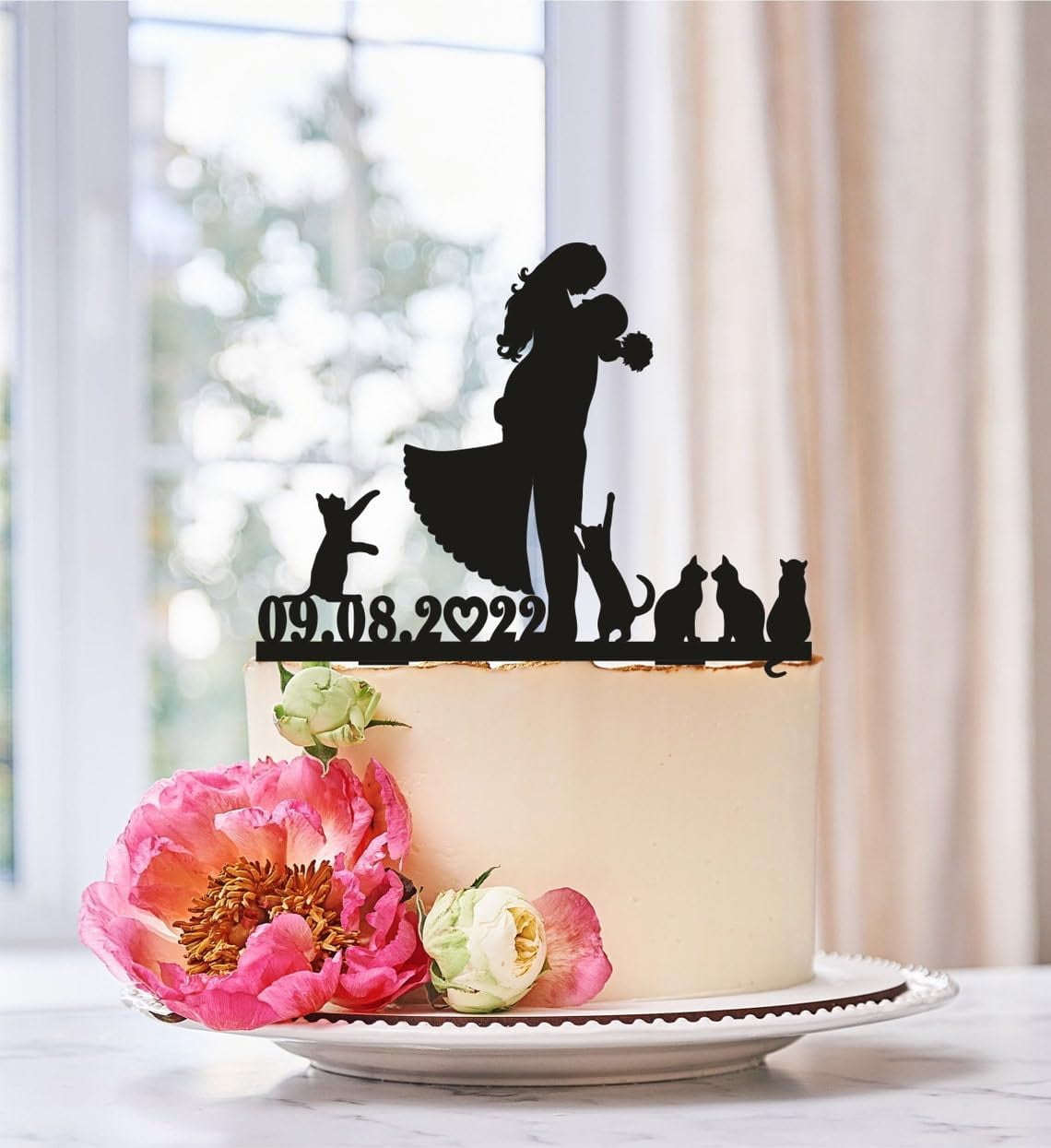 Personalized wedding cake topper with date,Cake topper with cats,cats ...