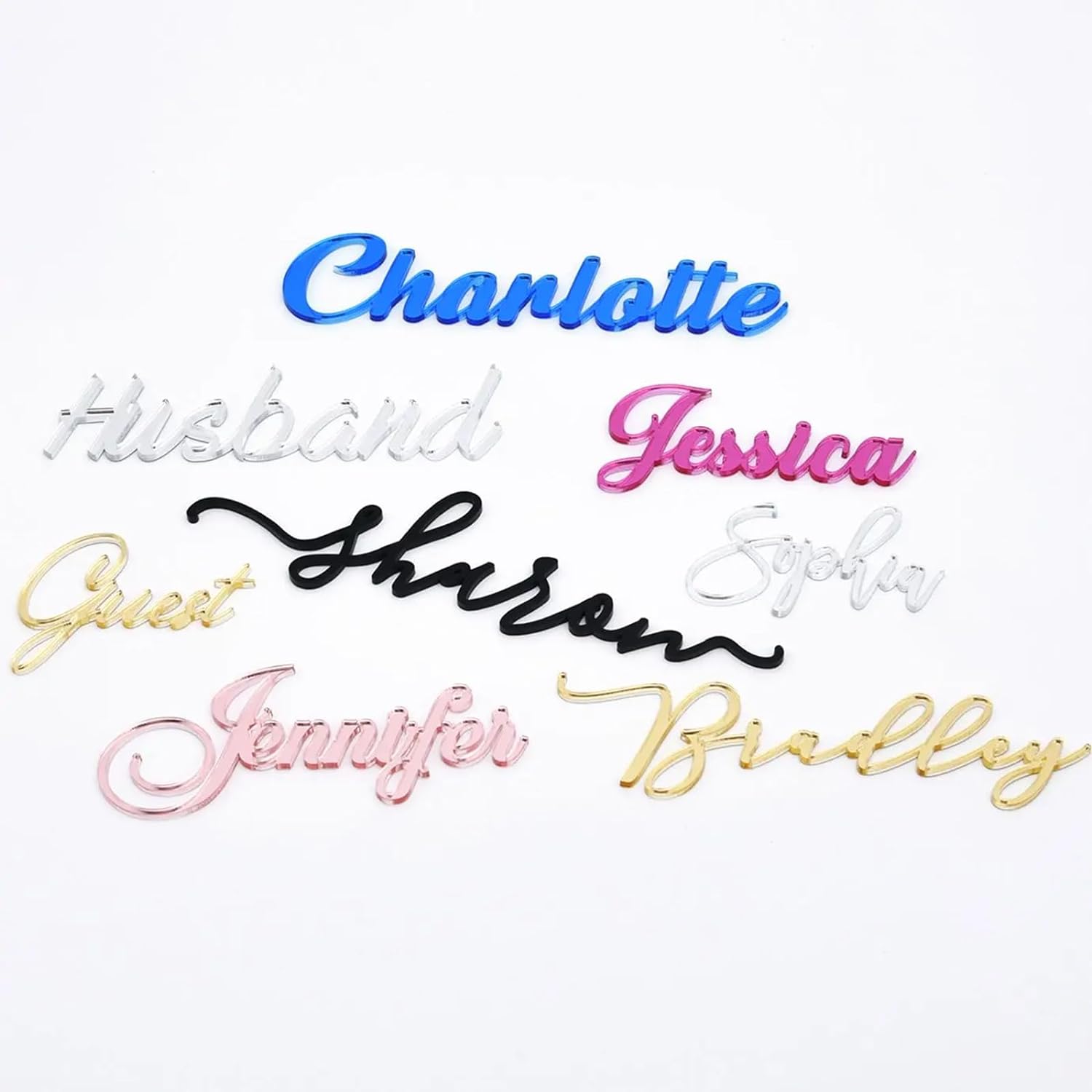 Personalized wedding place card name tags, laser cut names, acrylic ...