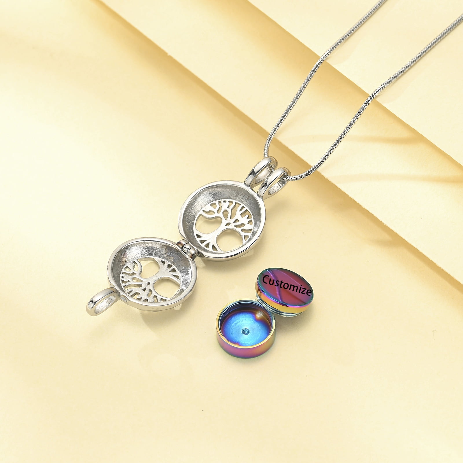 Personlized Round with Tree of Life Cremation Jewelry for Ashes Holder ...