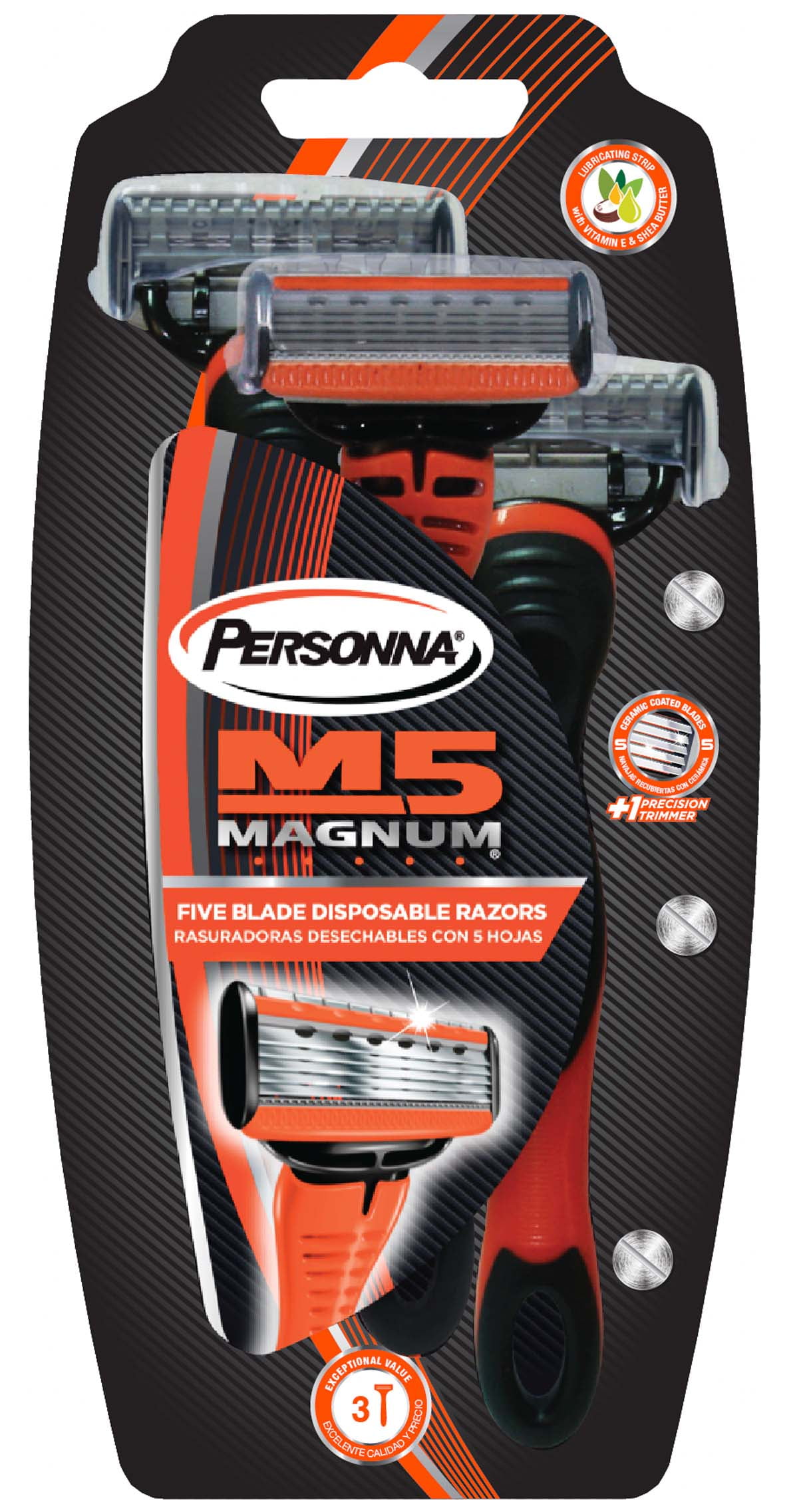 Personna M5 Magnum 5 Blade Disposable Razors with Trimmer, 3 Count ...