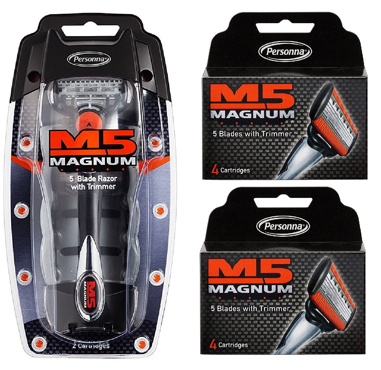 Personna M5 Magnum 5 Razor, Trimmer, 4 ct Refill Blades, Pack of 2, LA ...