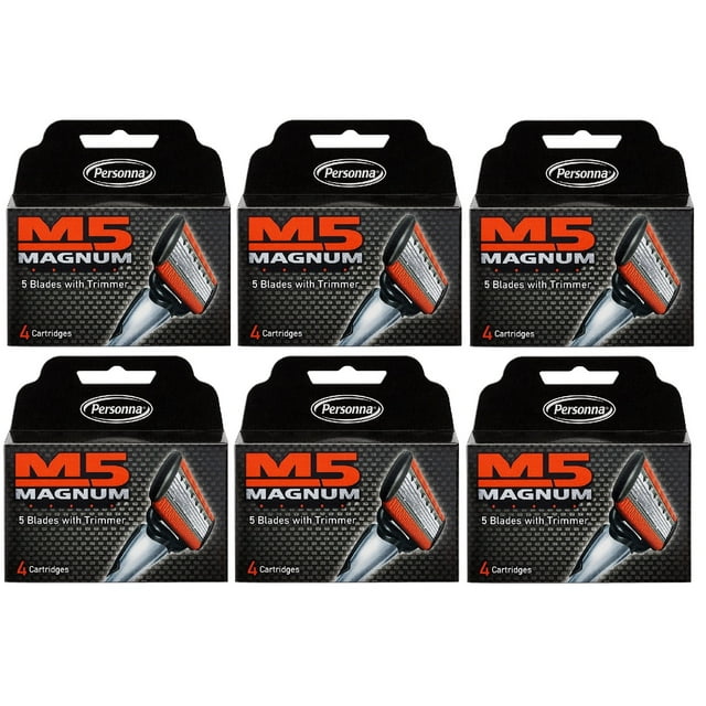 Personna M5 Magnum 5 Refill Razor Blade Cartridges, 4 ct. (Pack of 6 ...