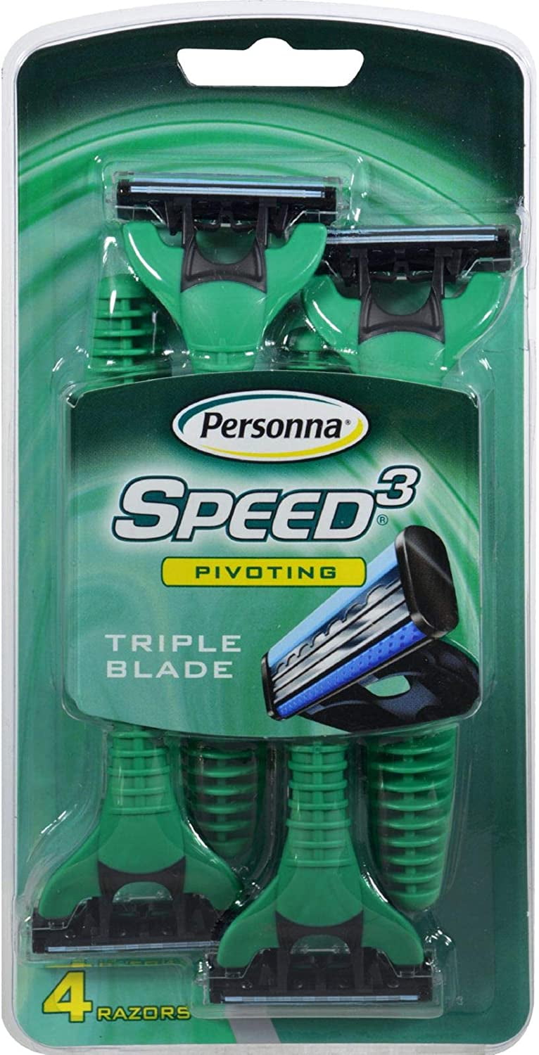 Personna Speed 3 Triple Blade Pivoting Head Disposable Razor For Men ...