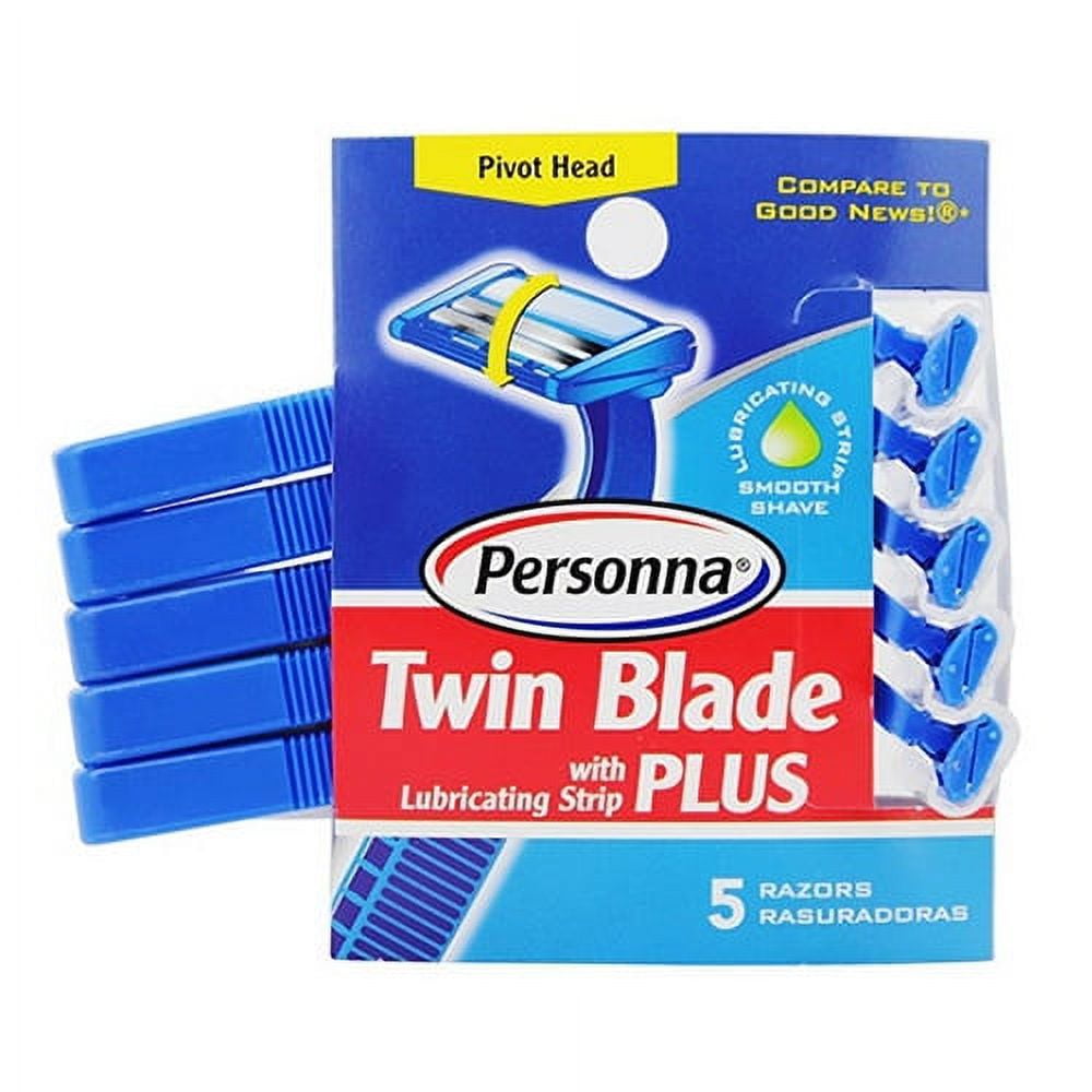 Personna Twin Blade Plus Disposable Razors with Lubricating Strip, 5 ea ...