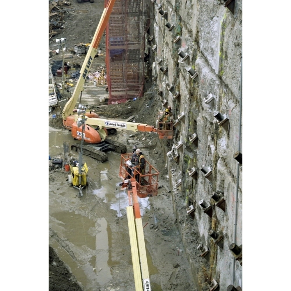Personnel At Ground Zero Tie Back And Reinforce The Exposed Slurry Wall ...