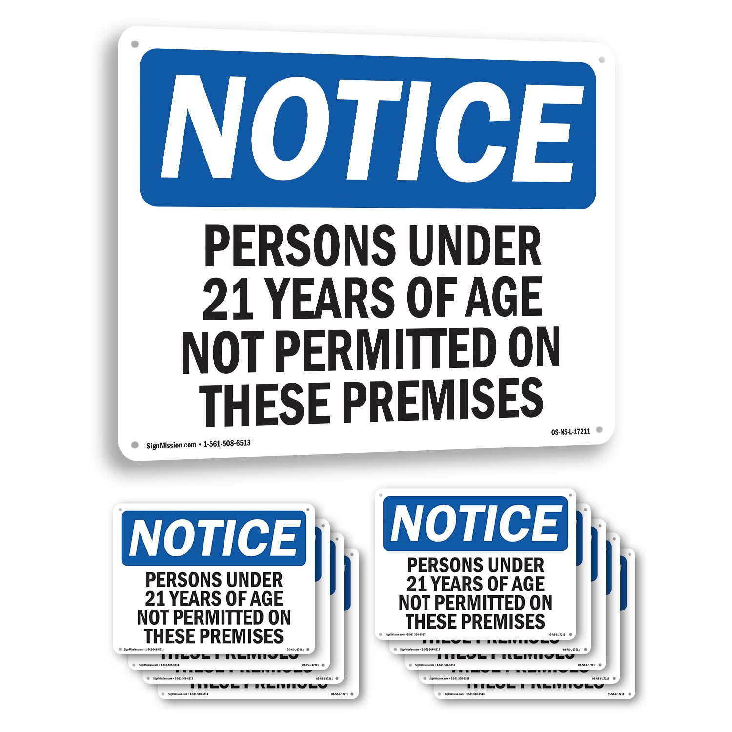 Persons Under 21 Years Of Age Not Permitted OSHA Notice Aluminum Sign ...