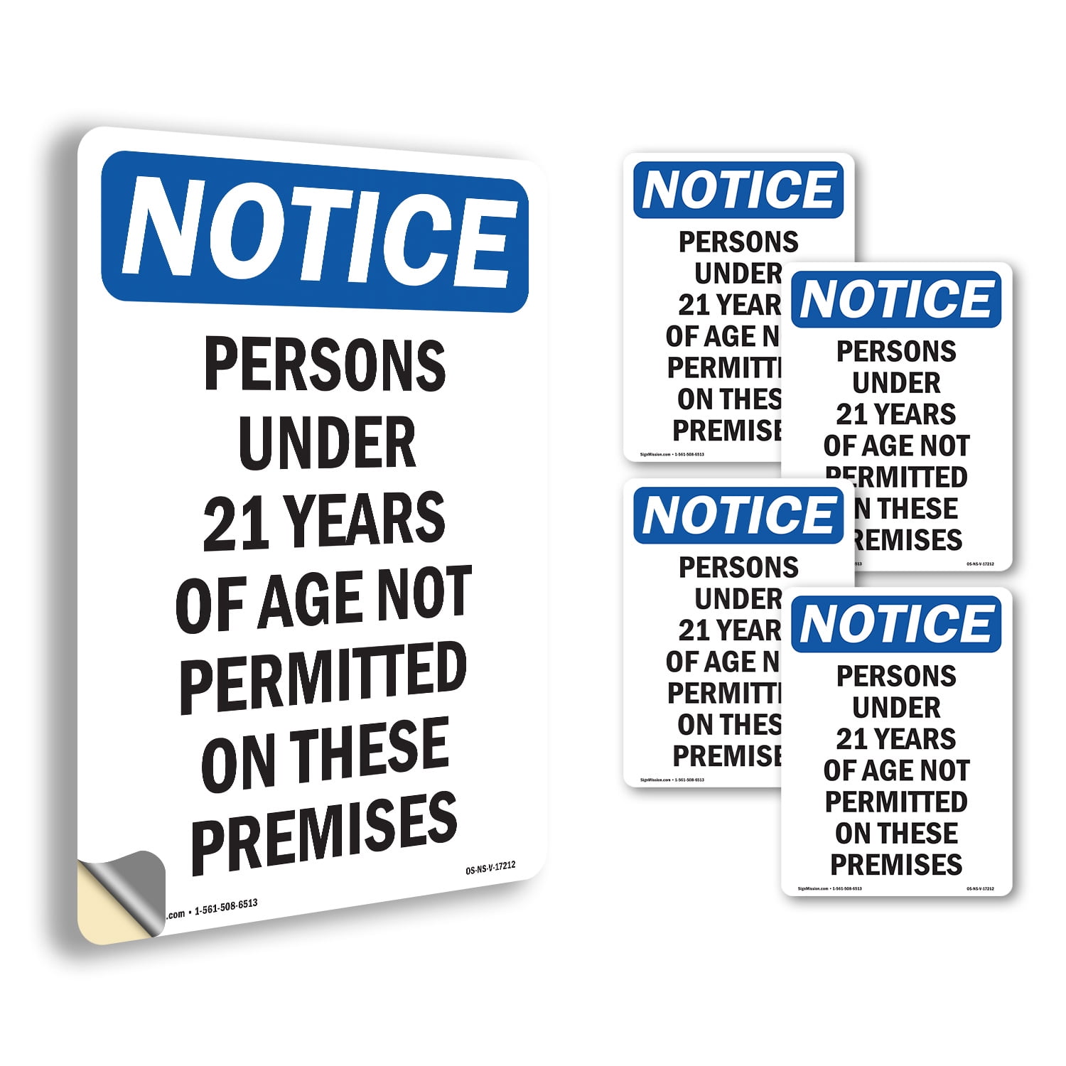 Persons Under 21 Years Of Age OSHA Notice Vinyl Decal Label 18 Inch x ...