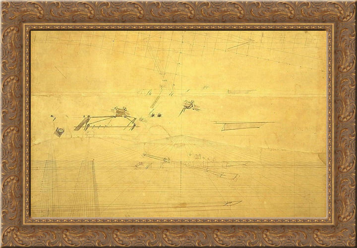 Perspective Drawing for The Biglin Brothers Turning The Stake 24x18 Gold Ornate Wood Framed ...