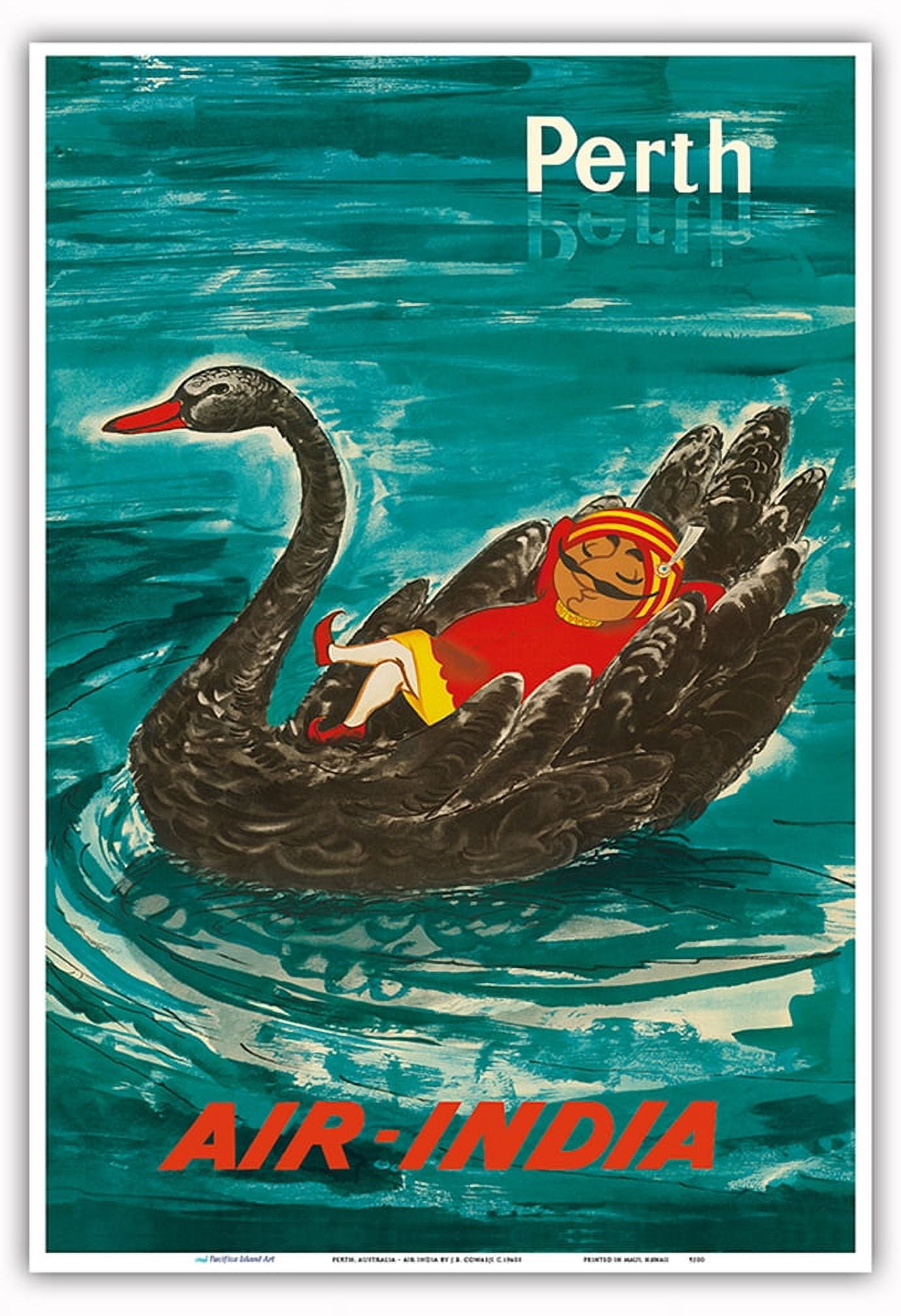 Perth Australia - Air India Mascot Maharajah - Black Swan - Vintage ...