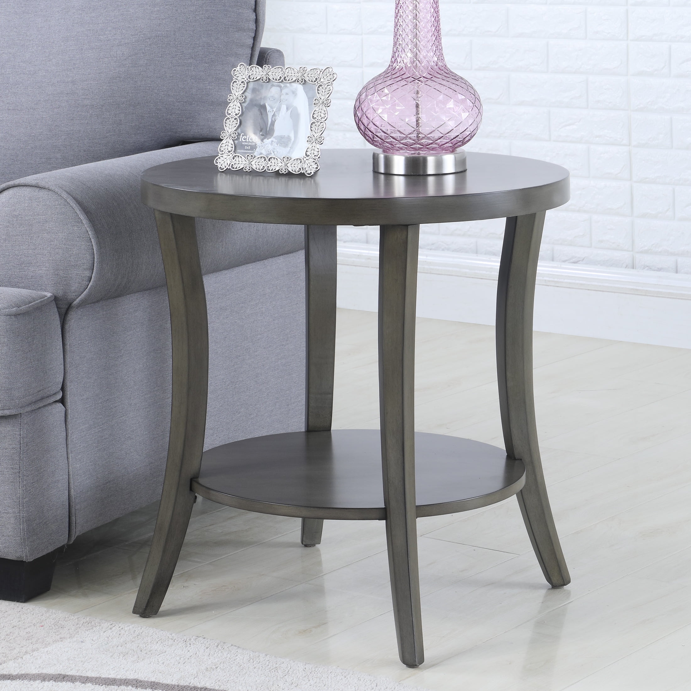Perth Contemporary Oval Shelf End Table, Gray - Walmart.com