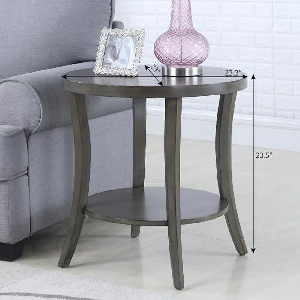 Perth Contemporary Oval Shelf End Table for Living Room (Gray ...