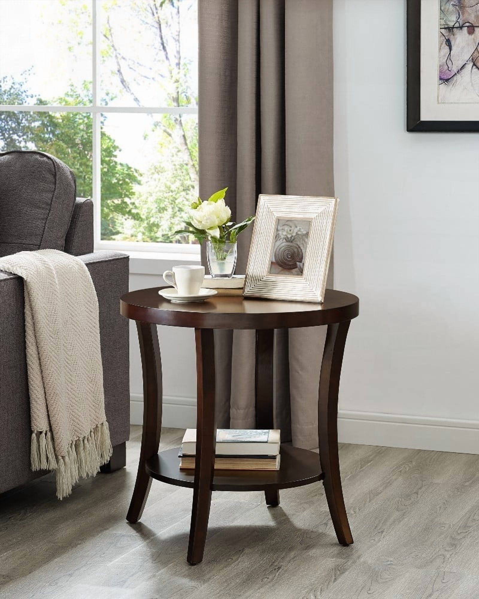 Perth Contemporary Oval Shelf End Table with Espresso Finish and Wide ...