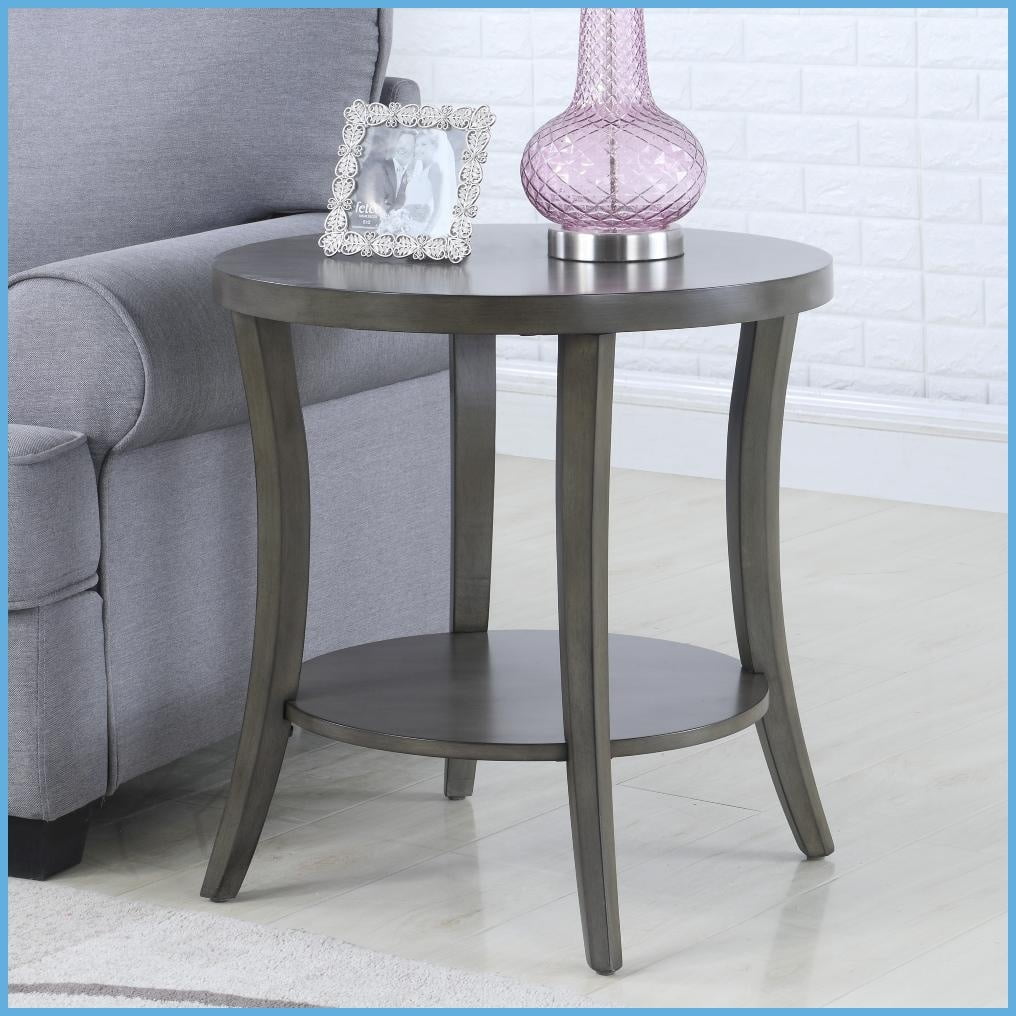 Perth Gray Oval Coffee Table - Birch Wood Veneer Top with Wide Display ...