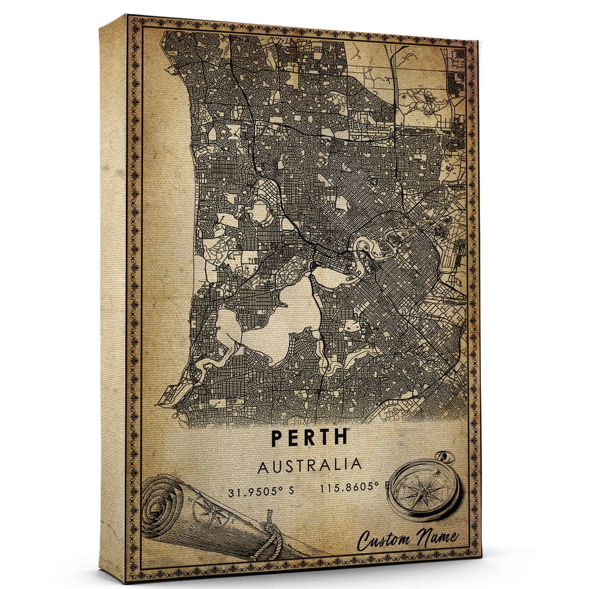 Perth Map Poster, Australia Map Art Poster, Canvas, Perth map vintage ...