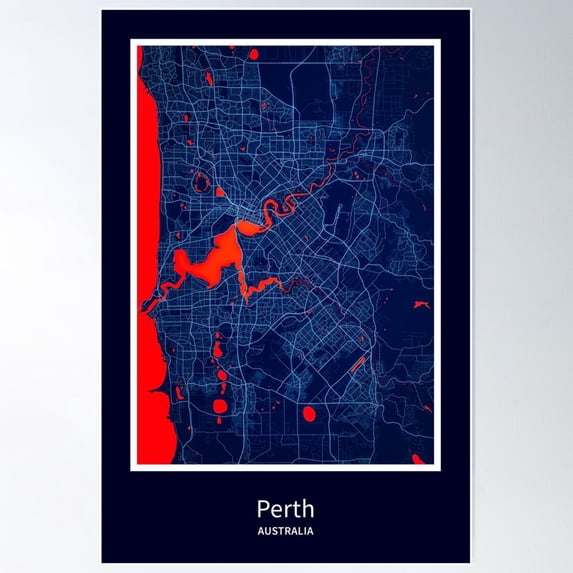Perth Map Print, Perth Map Poster, Perth Map Wall Art, Perth City Map ...
