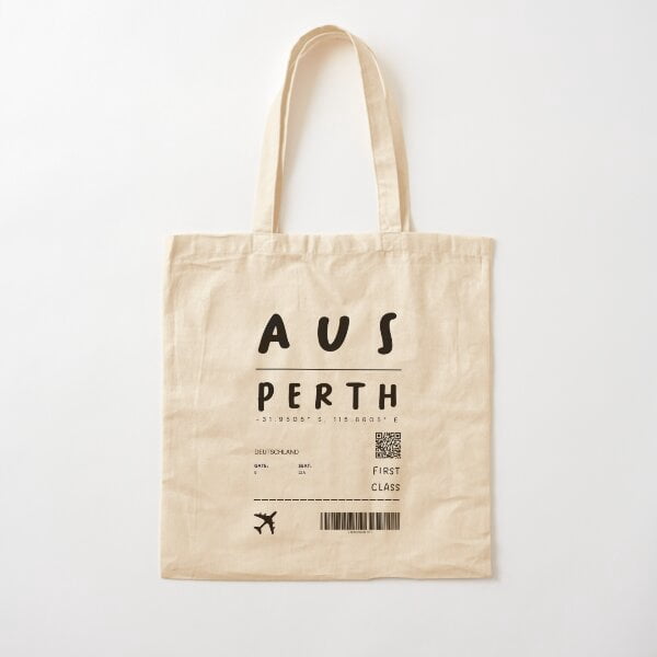 Perth | Plane Ticket Design | Traveling | Tourists Cotton Tote Bag ...