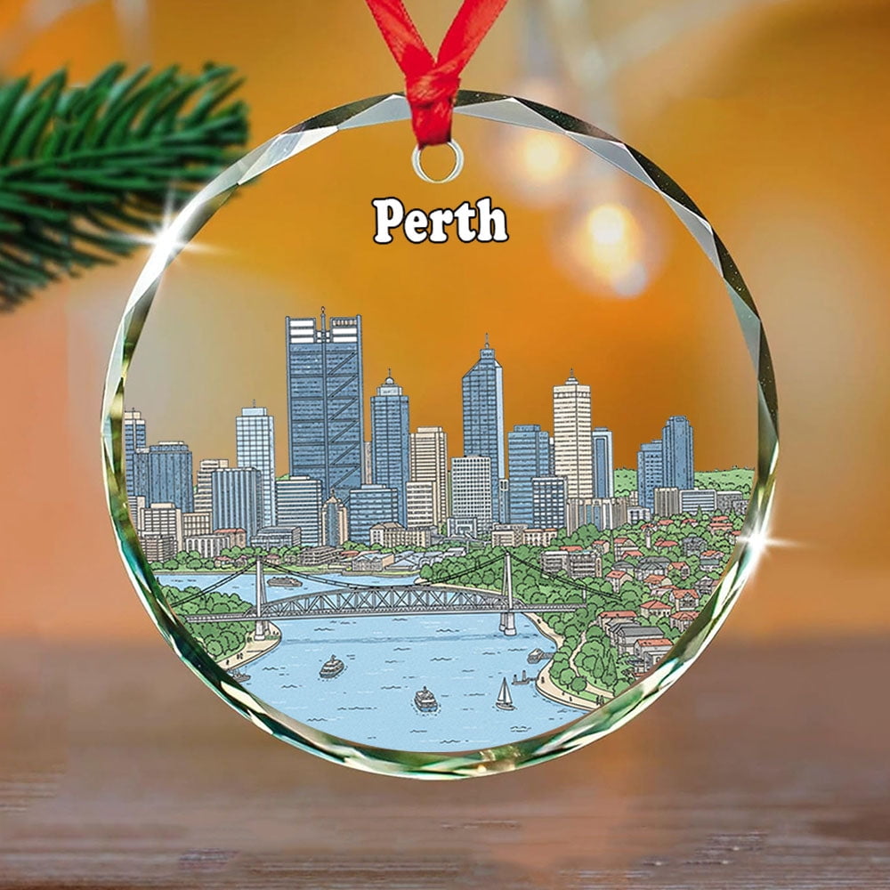 Perth Skyline Glass Ornament Christmas, Australia Travel Souvenir ...