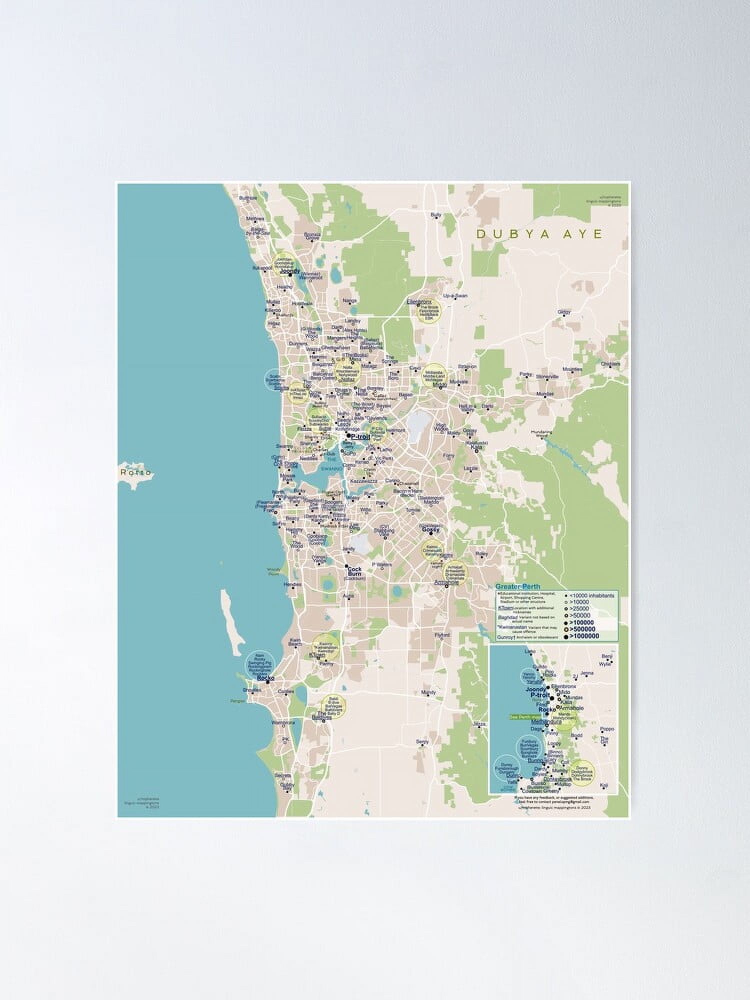 Perth Slang Map Poster - Walmart.com