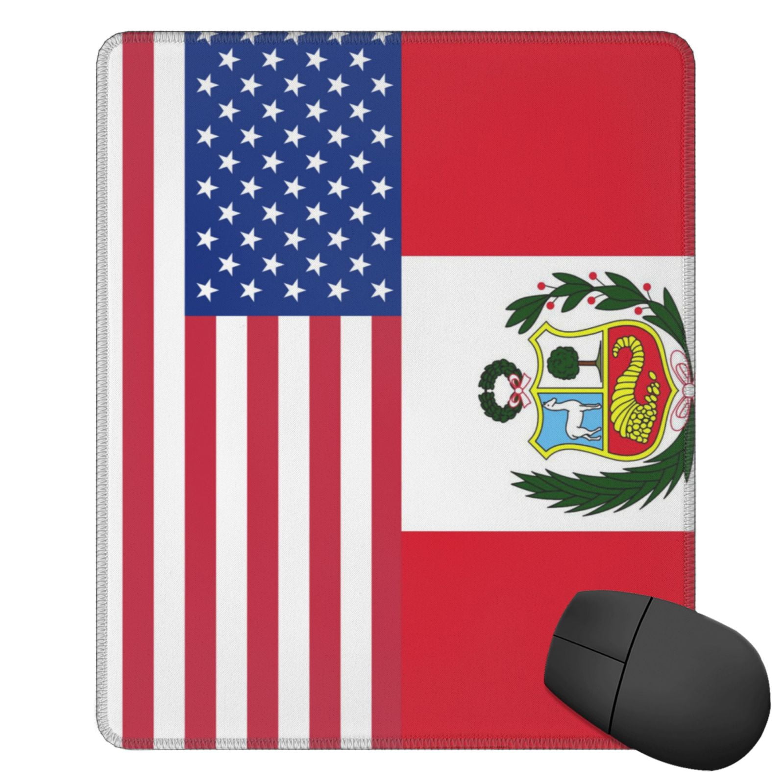 Peru America Flag Square Mousepad With Stitched Edges Mouse Mat For ...