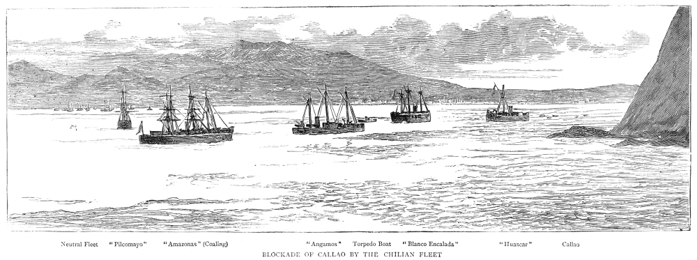 Peru: Blockade, 1880. /Nthe Blockade Of Callao, Peru, By The Chilean ...