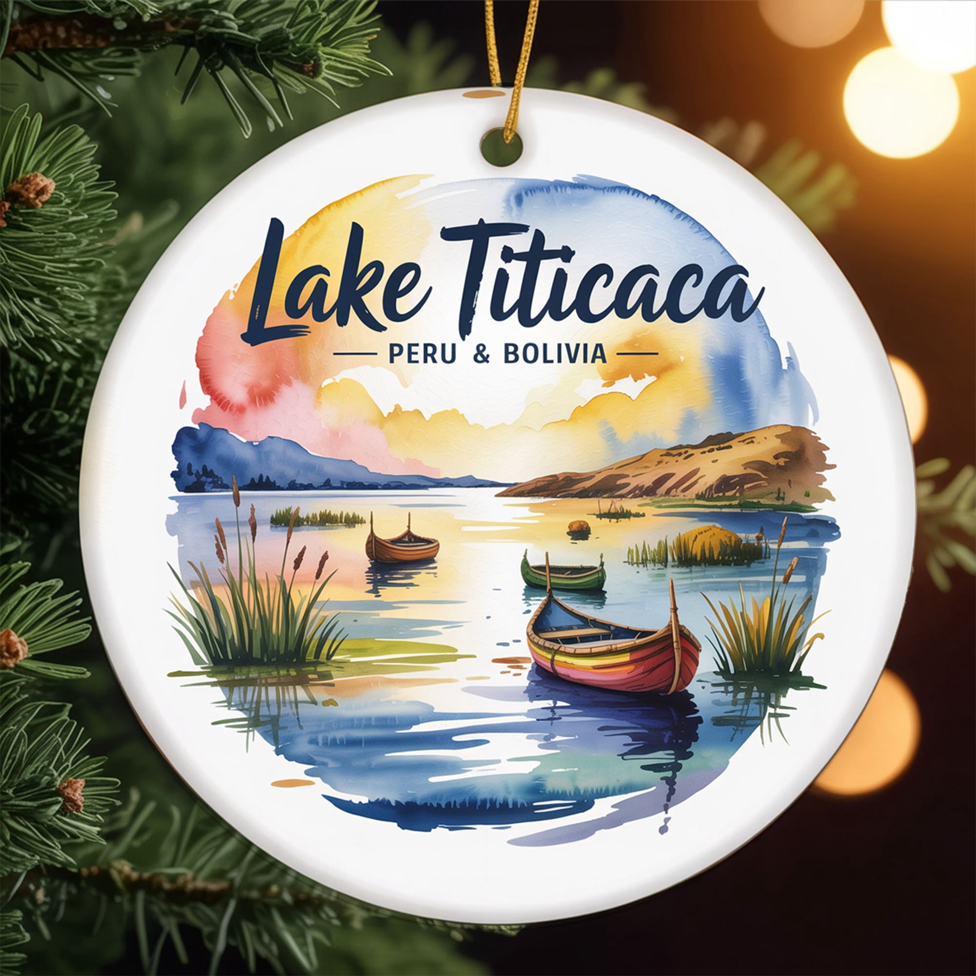 Peru-Bolivia Ceramic Ornament Travel Souvenir – Personalized Christmas ...