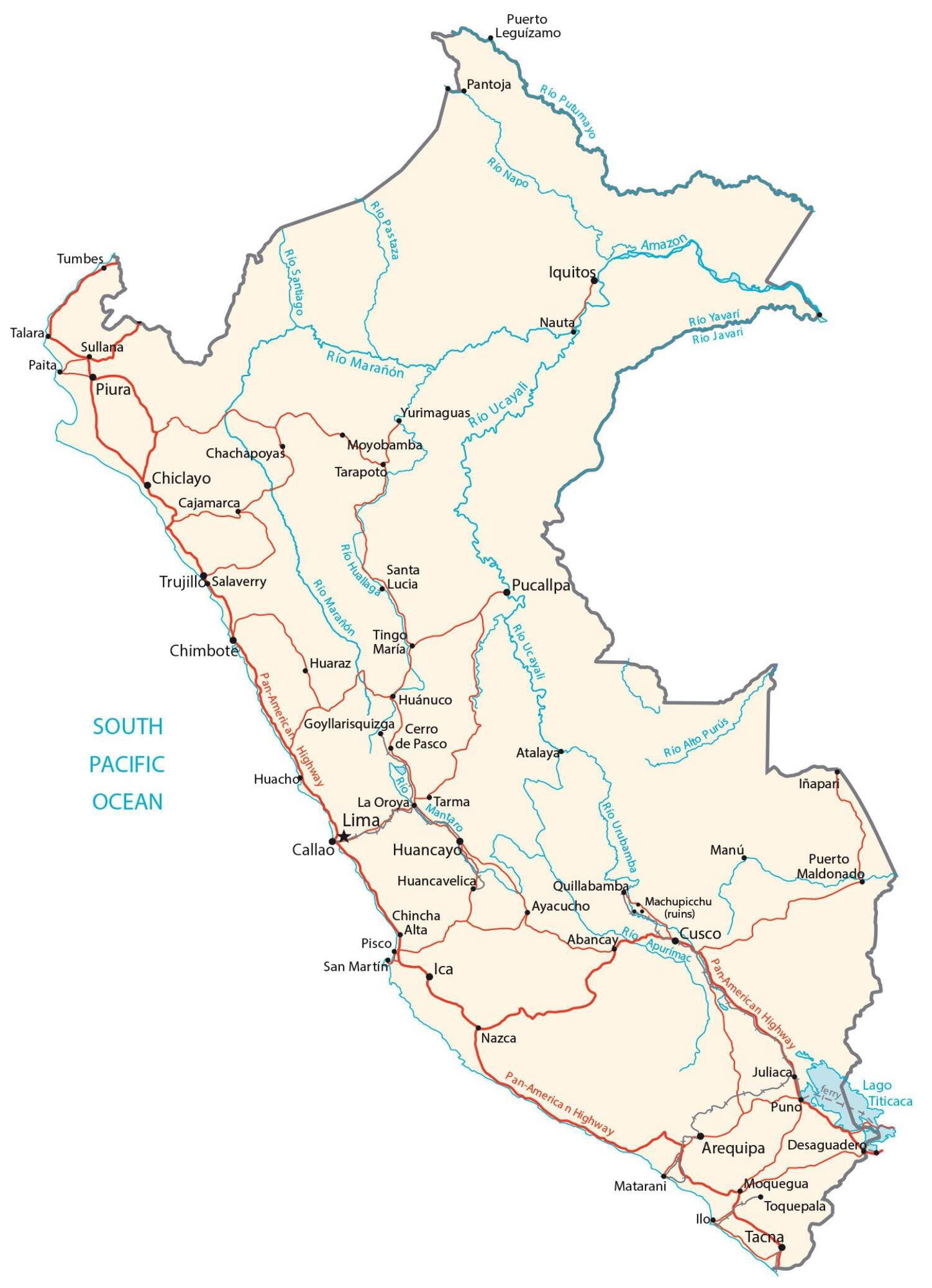 Peru City Road Map GLOSSY POSTER PICTURE PHOTO PRINT BANNER ...