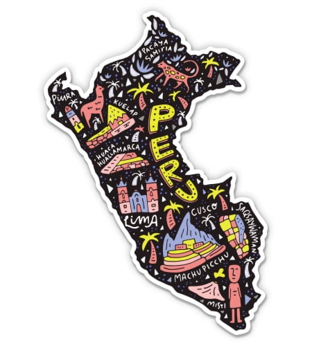 Peru Colorful - 12" Vinyl Sticker Waterproof Decal - Walmart.com