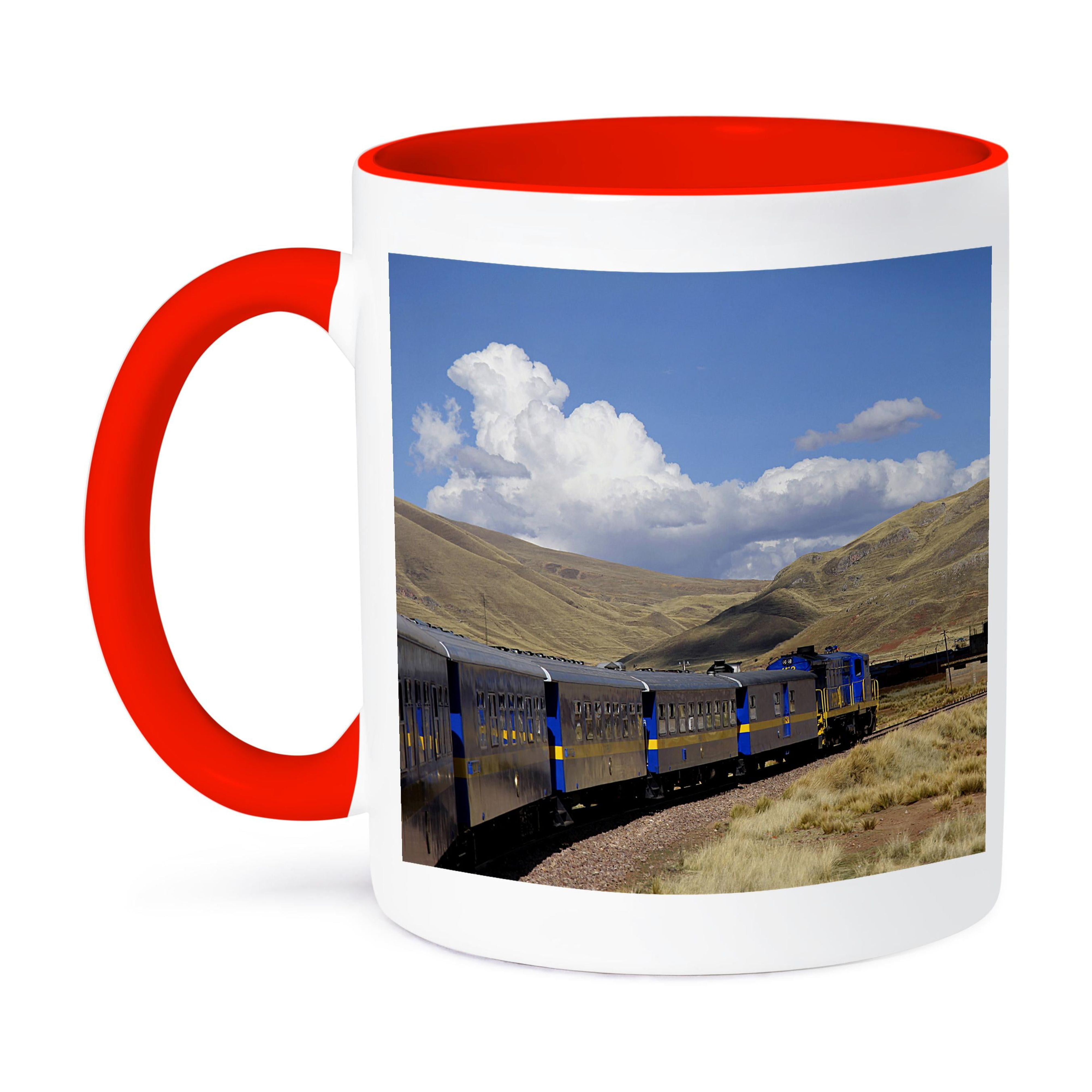 3dRose, Peru, Cusco. Peru Rails first class train - SA17 KWI0149 - Kymri Wilt, 11oz Two-Tone Red ...