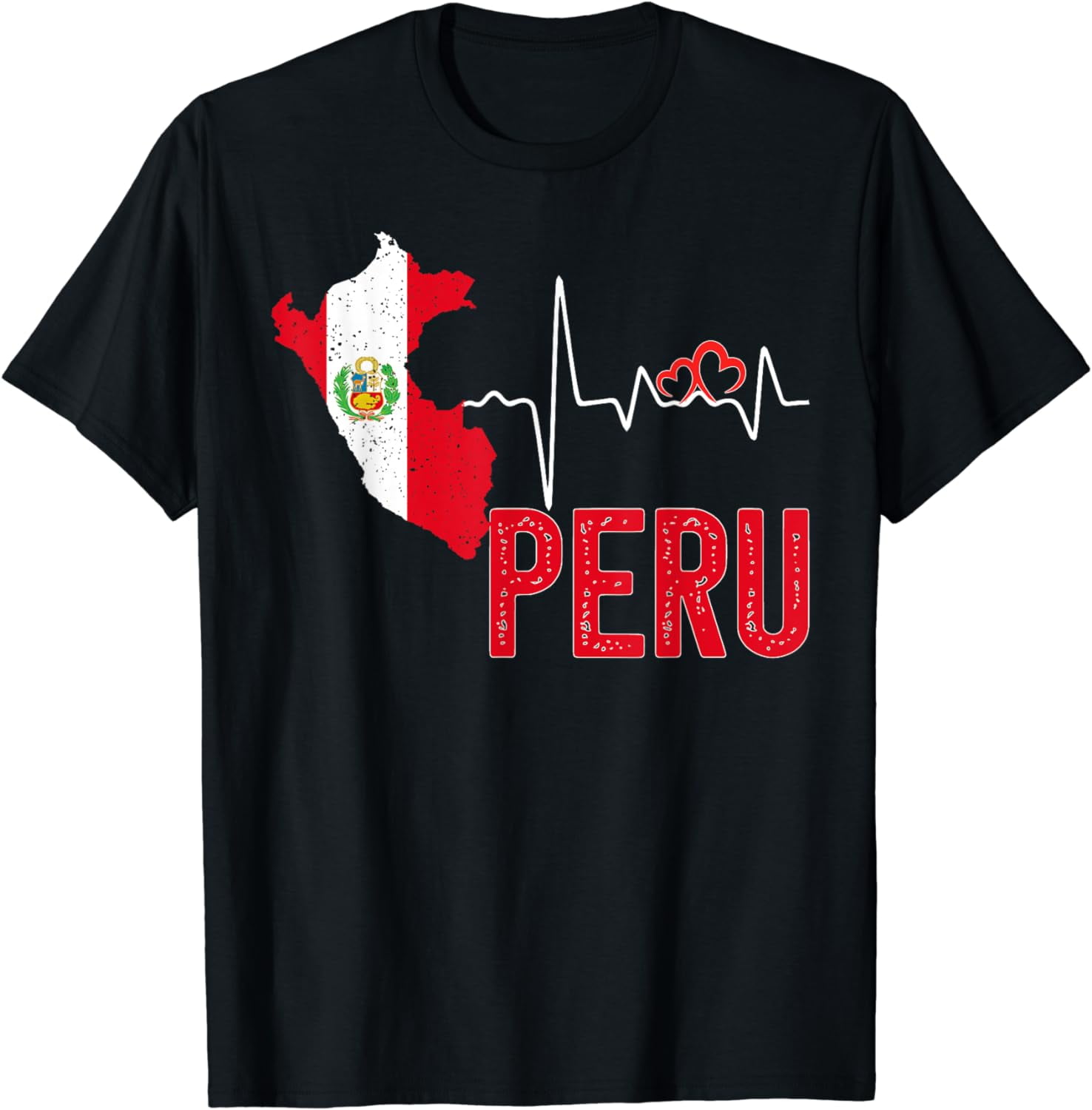 Peru Flag Map Heartbeat Design for Peruvian Pride T-Shirt - Walmart.com