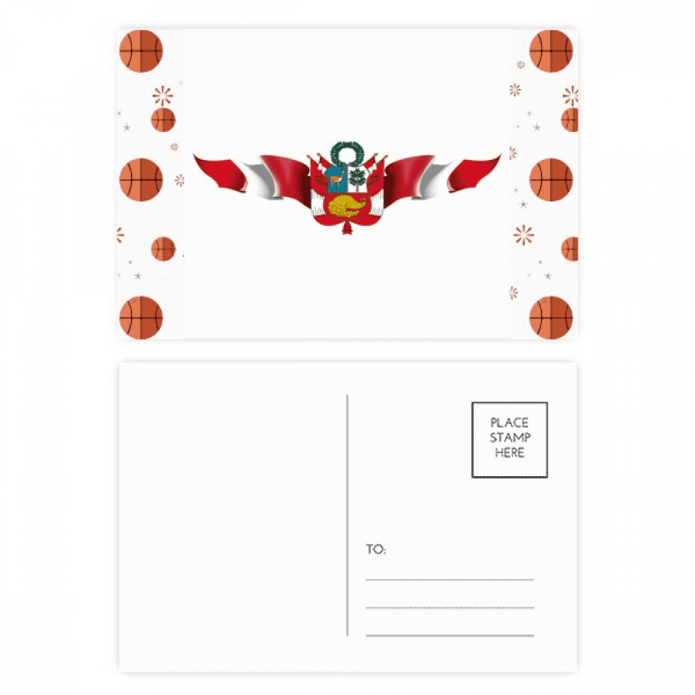Peru Flag National Emblem Basketball Postcard Set Thanks Card Mailing ...