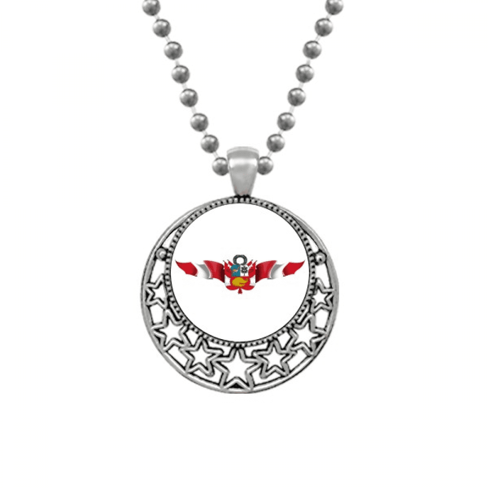 Peru Flag National Emblem Necklaces Pendant Retro Moon Stars Jewelry ...