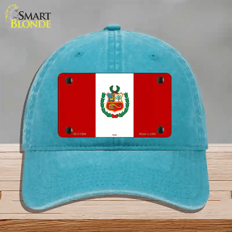 Peru Flag Novelty License Plate Hat Unconstructed Cotton Lake Blue ...