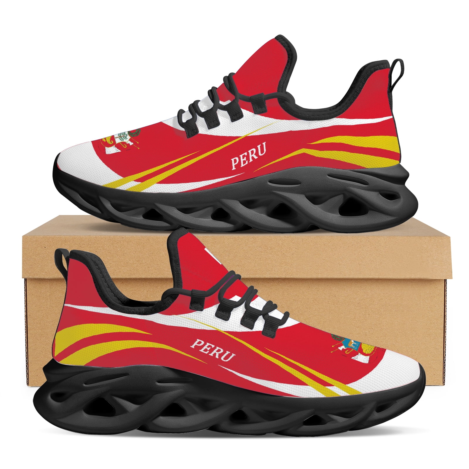 Peru Flag Printing Thick Sole Vulcanized Shoes Ladies Lightweight ...