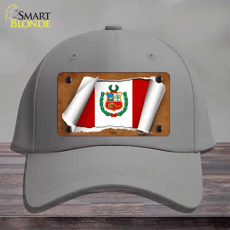 Peru Flag Scroll Novelty License Plate Hat Cotton Gray - Walmart.com
