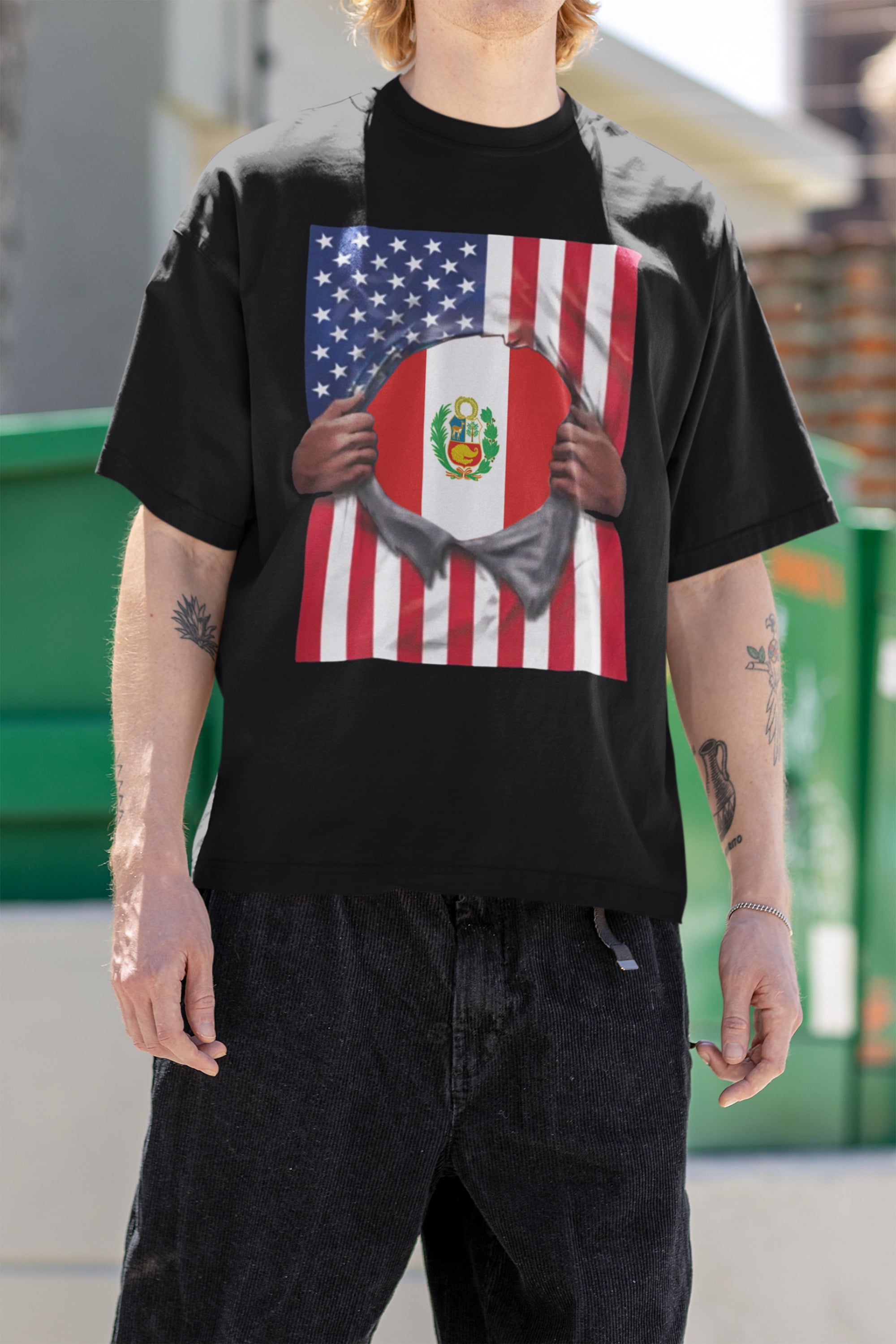 Peru Flag + USA Flag Pride T-shirt | Peruvian + American Flag Rip 4th ...